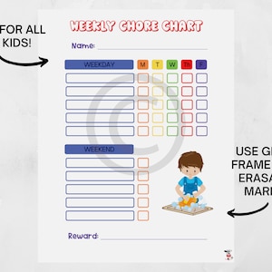 Printable Chore Chart for Kids, Daily Routine for Week With Reward ...