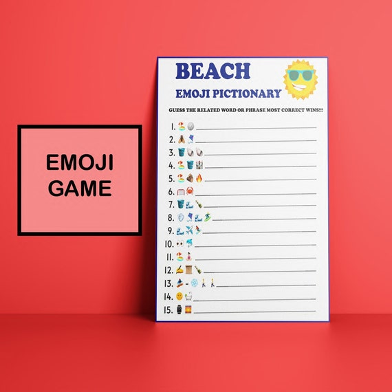 Beach Emoji Pictionary Game Printable Summertime Games Fun - Etsy México