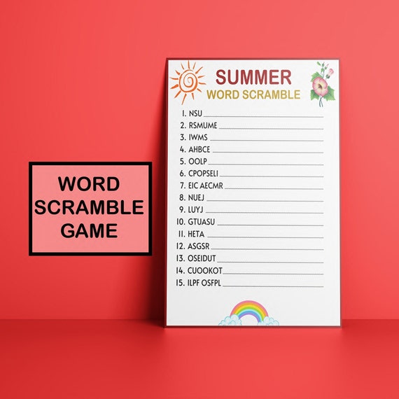 Summer Word Scramble Game Printable Summertime Games Party - Etsy