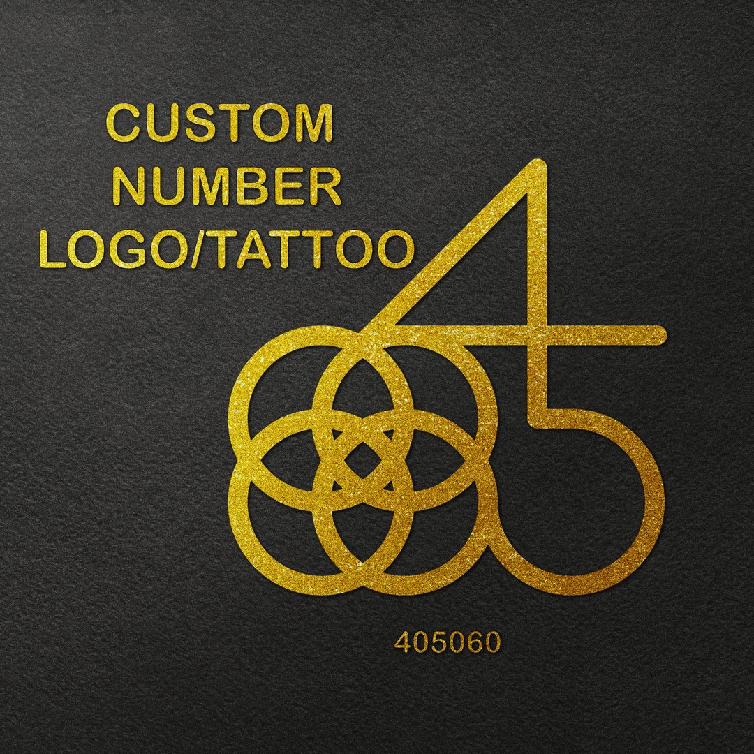 Custom Number Logo, Date Tattoo Design, Wedding Date Monogram Drawing ...