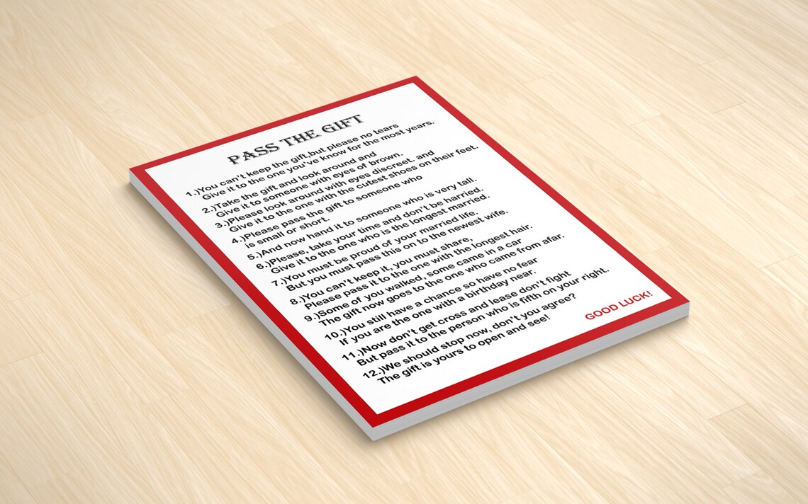 Pass the Gift Game Birthday Game Family Game Kids Games Party Games ...