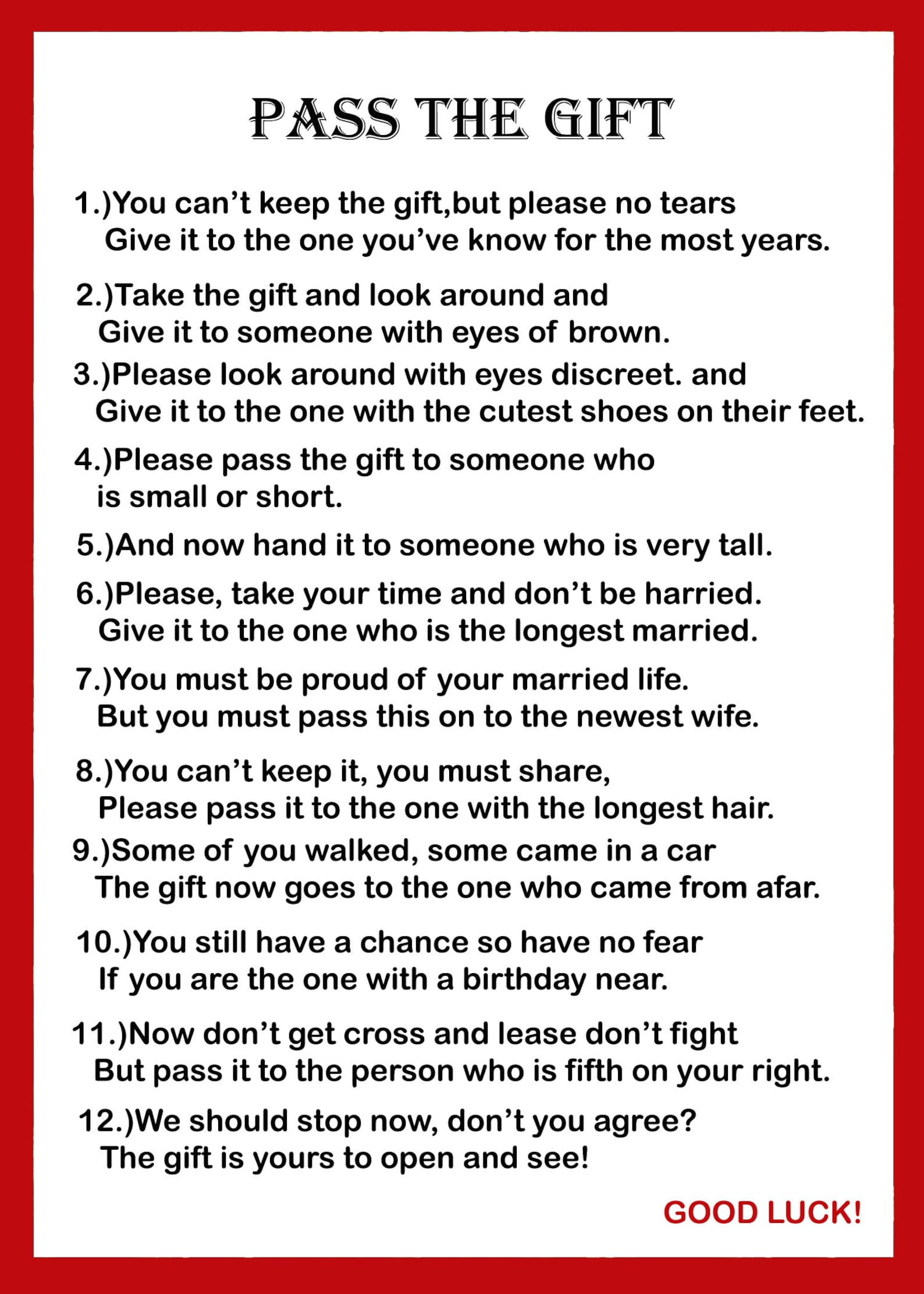 Pass the Gift Game Birthday Game Family Game Kids Games Party Games ...