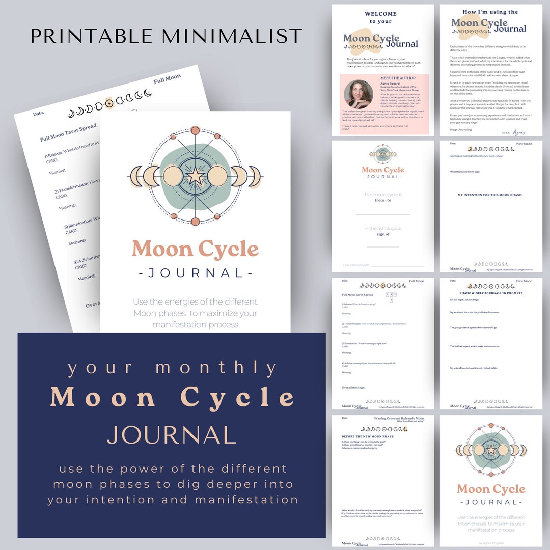 Printable MOON PHASE Manifestation JOURNAL | Workbook | Minimalist Moon ...