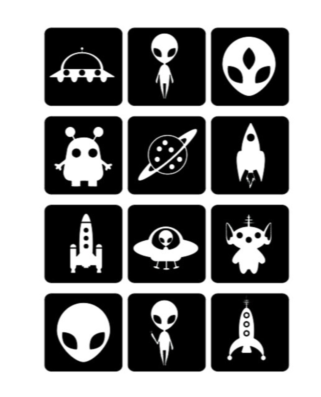 Glitter Tattoo Stencils Aliens and Spaceships, Boys & Girls Stencils ...