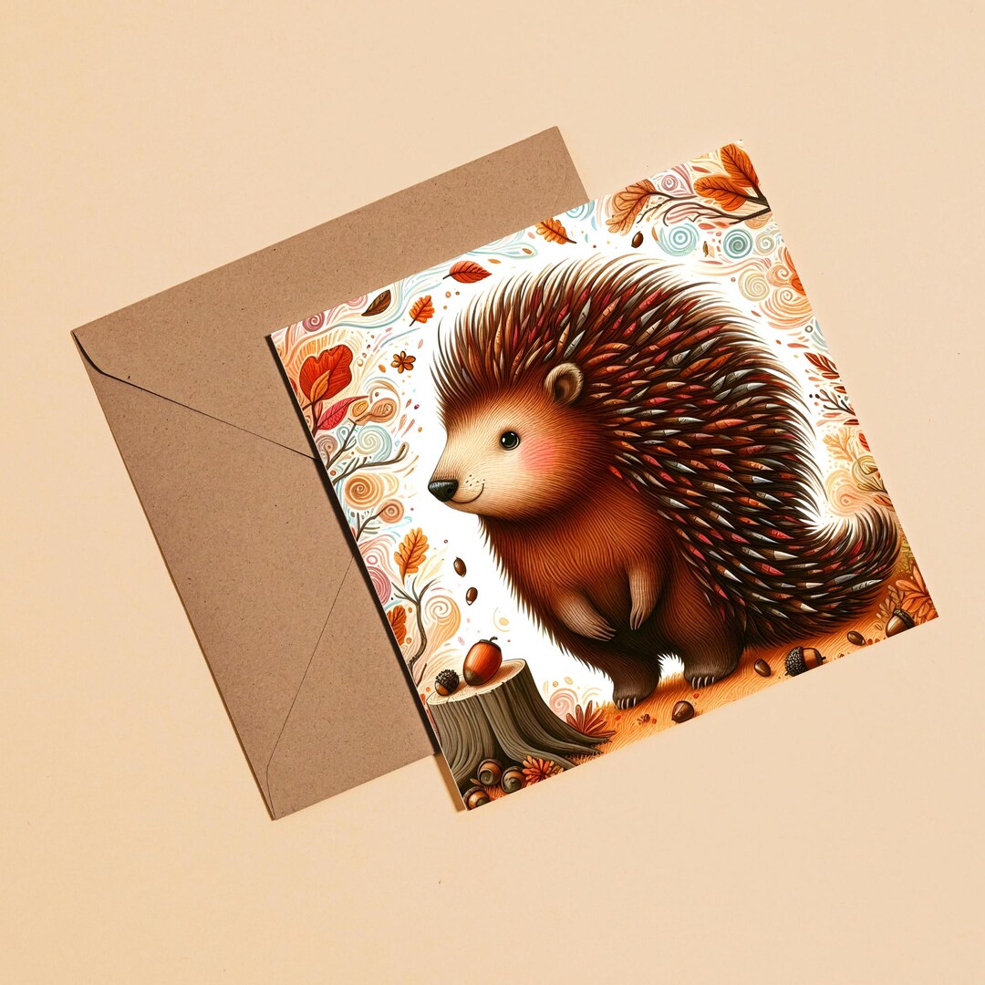 Hedgehog Greeting Card –illustrated Blank Birthday Card, Art Card - Etsy