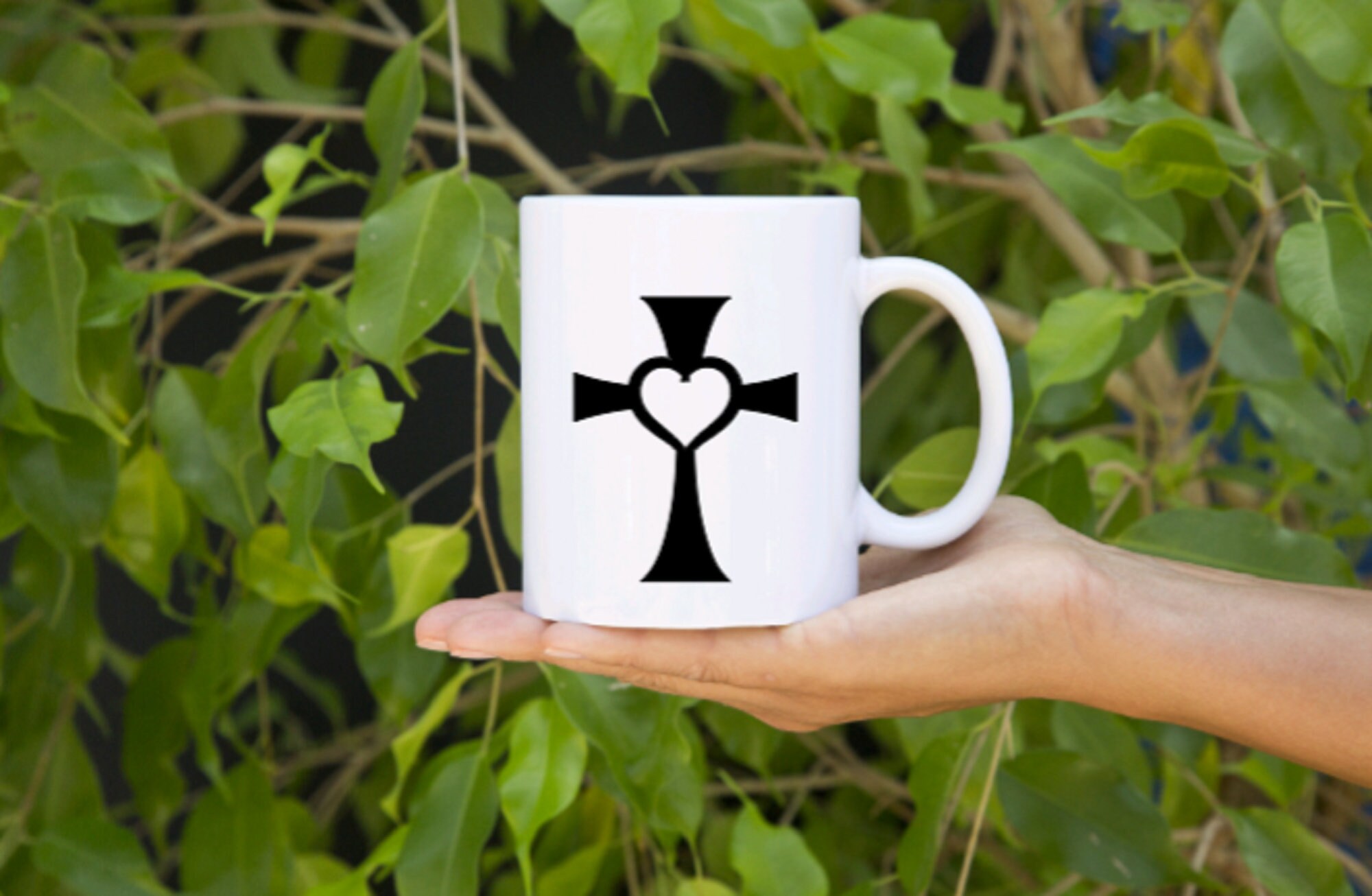 Cross With Heart Vinyl Decal, Mugs, Cups, Water Bottles, Glasses ...