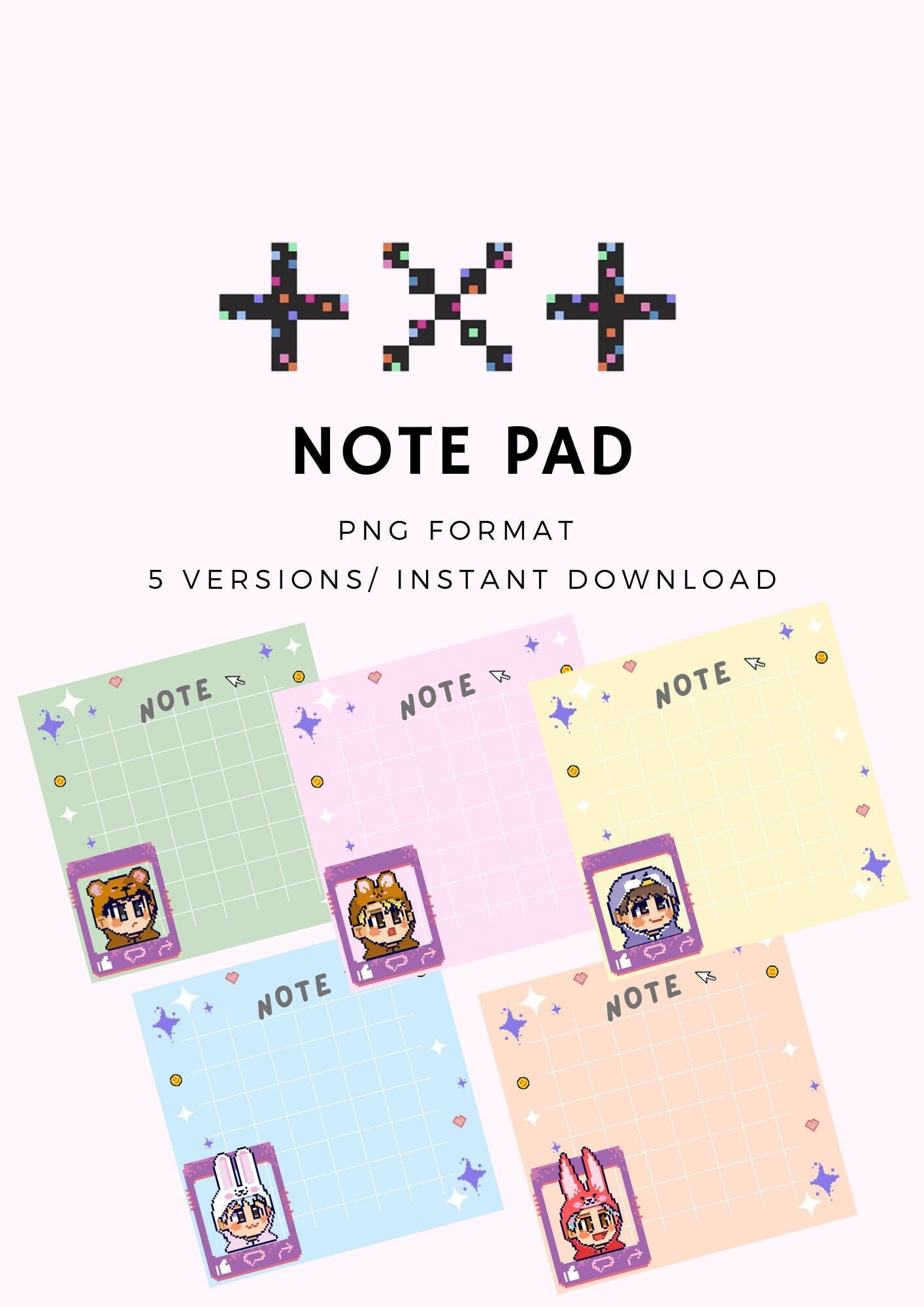 TXT Pixel Characters Note Pad Digital Download Note Pad - Etsy