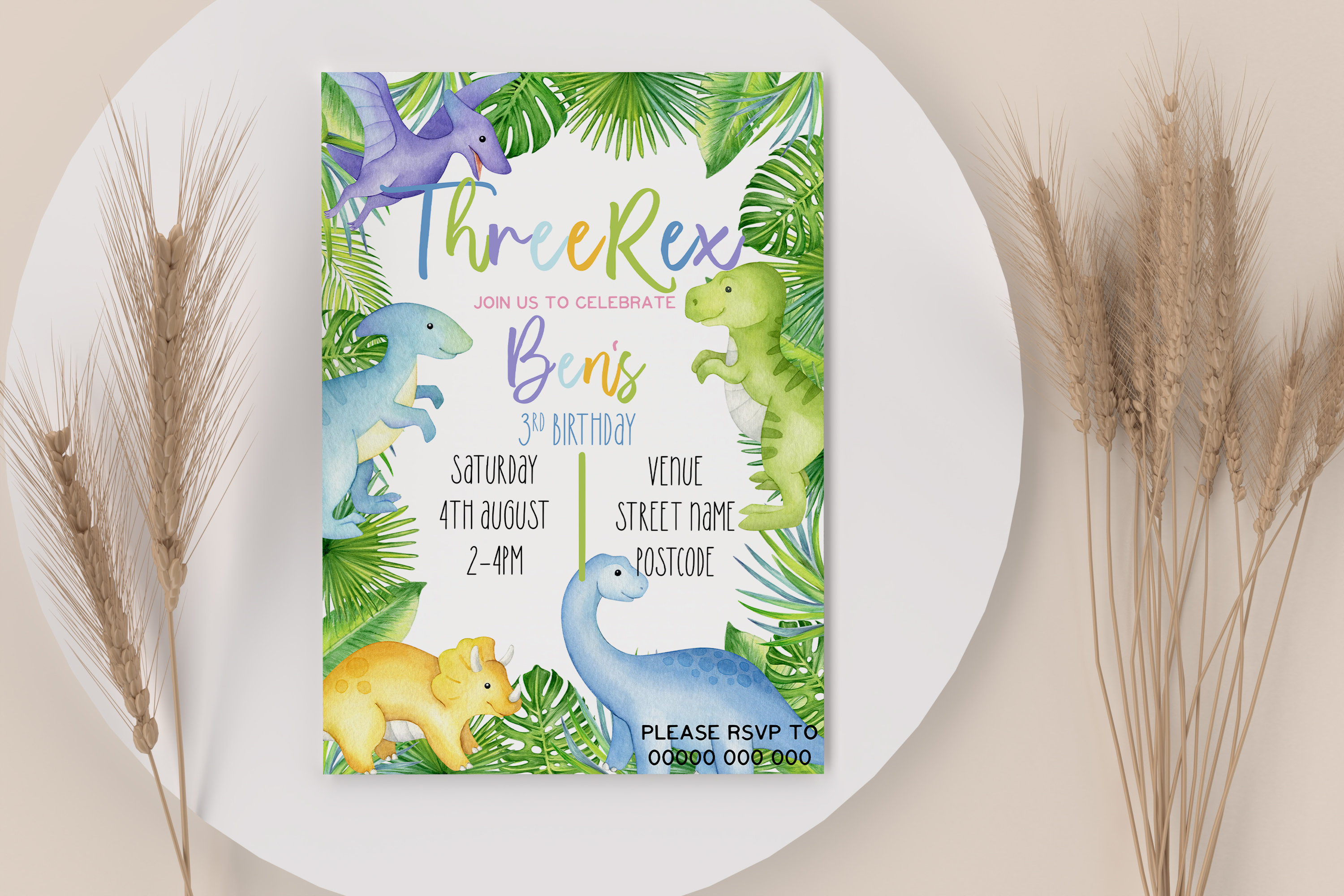 Invitación de cumpleaños de dinosaurio T-Rex, fiesta de dinosaurios ...