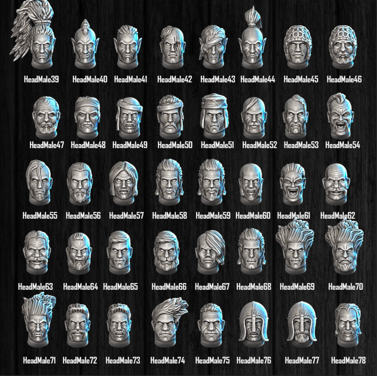 3D Printed Pack of 10 Heads for 28mm/32mm Scale Wargaming Miniatures ...