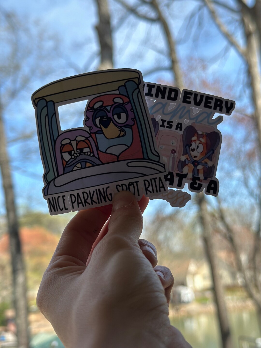 Bumper Stickers Bluey Car Decals Nice Parking Rita Behind Every Mom Car ...