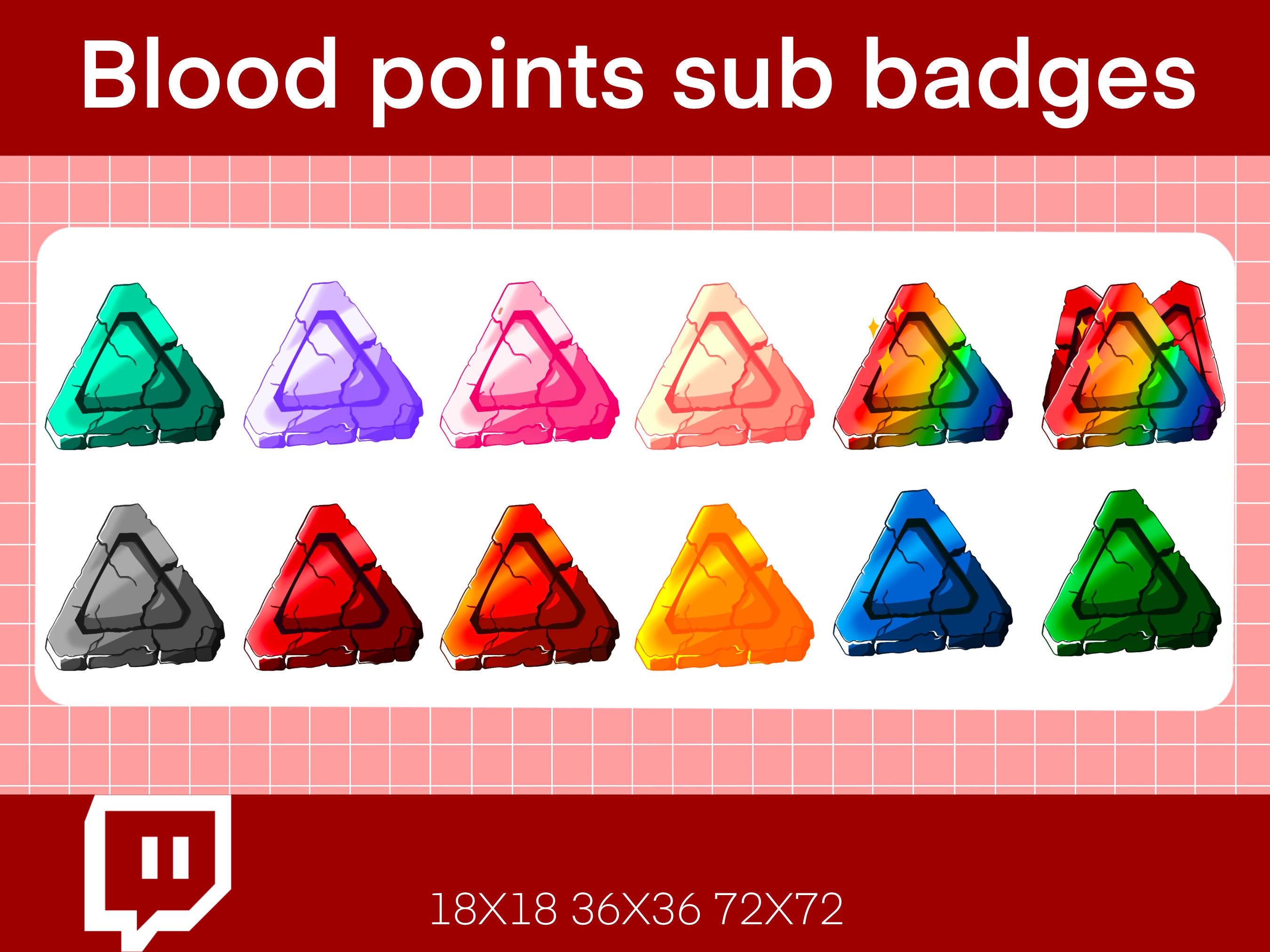 DBD Blood Point Sub Badges Twitch, 12 Different Colours - Etsy