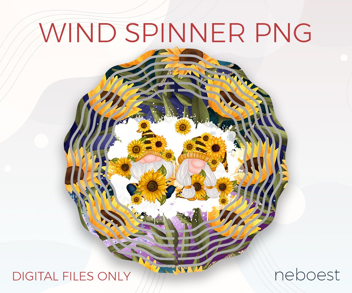 Sunflower Gnome Wind Spinner PNG File Hanging Wind Spinners - Etsy