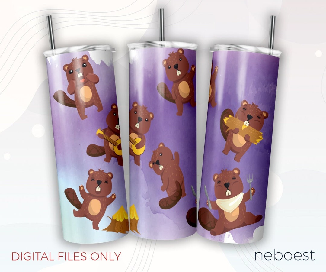 Beaver 20 Oz Tumbler PNG Sublimation Design, Seamless Skinny Tumbler ...