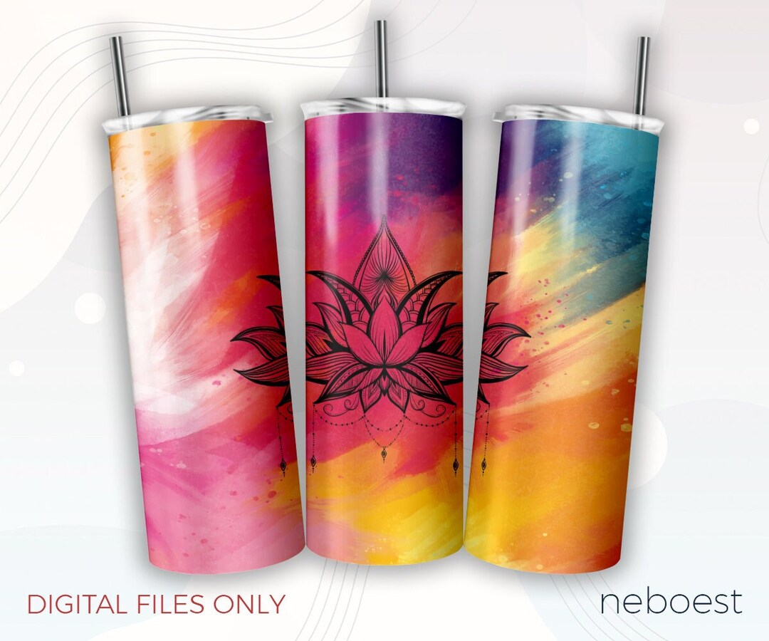 Lotus Flower 20 Oz Tumbler PNG Sublimation Design, Seamless Skinny ...