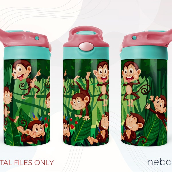 Monkey Water Bottle - Etsy