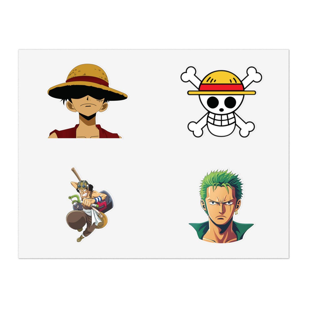 Anime Sticker Sheets, One Piece Characters Zoro, Luffy, Usopp and Flag ...