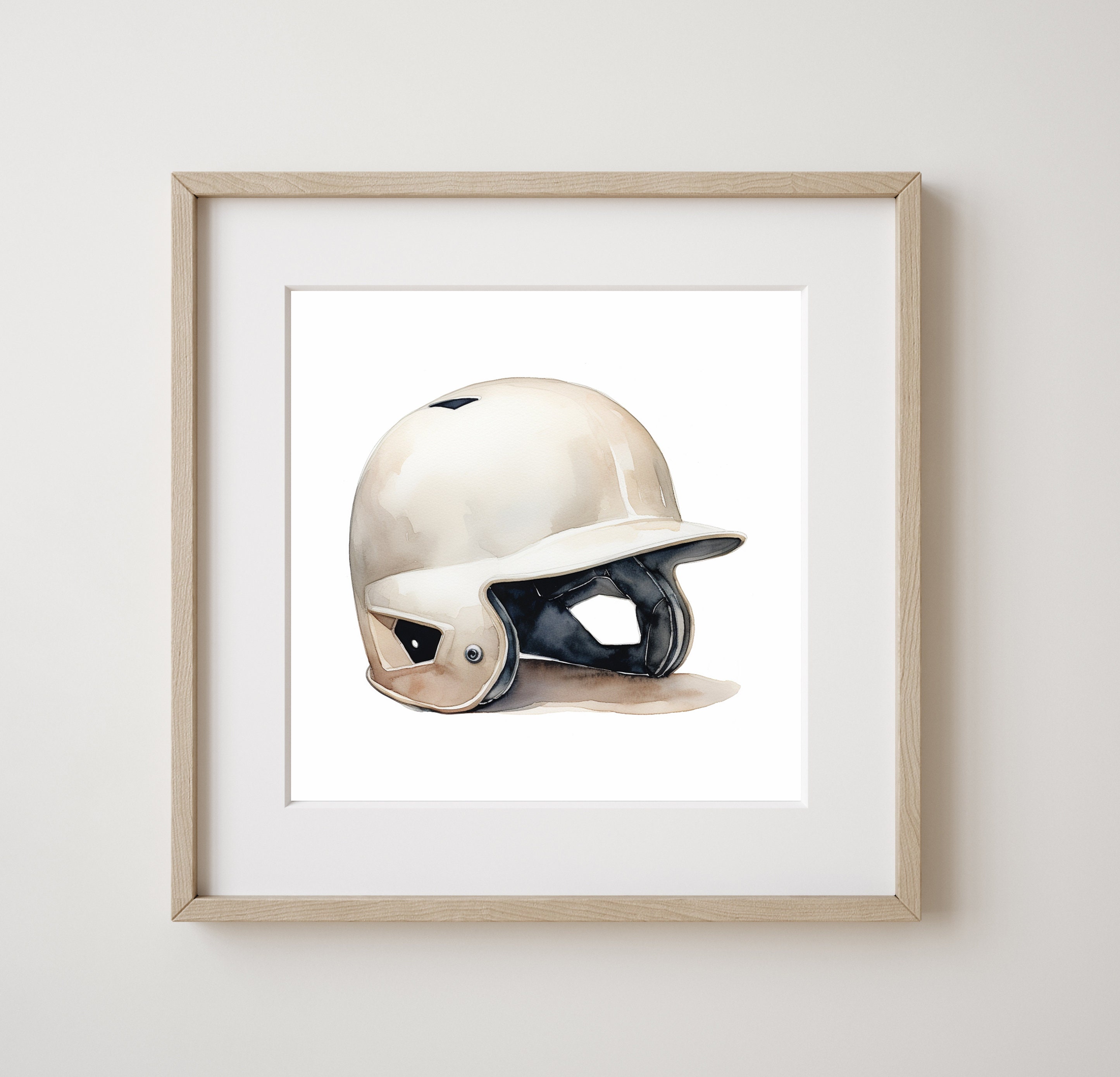 Watercolor Baseball Helmet Print, Kids Room, Wall Art, Nursery Art ...