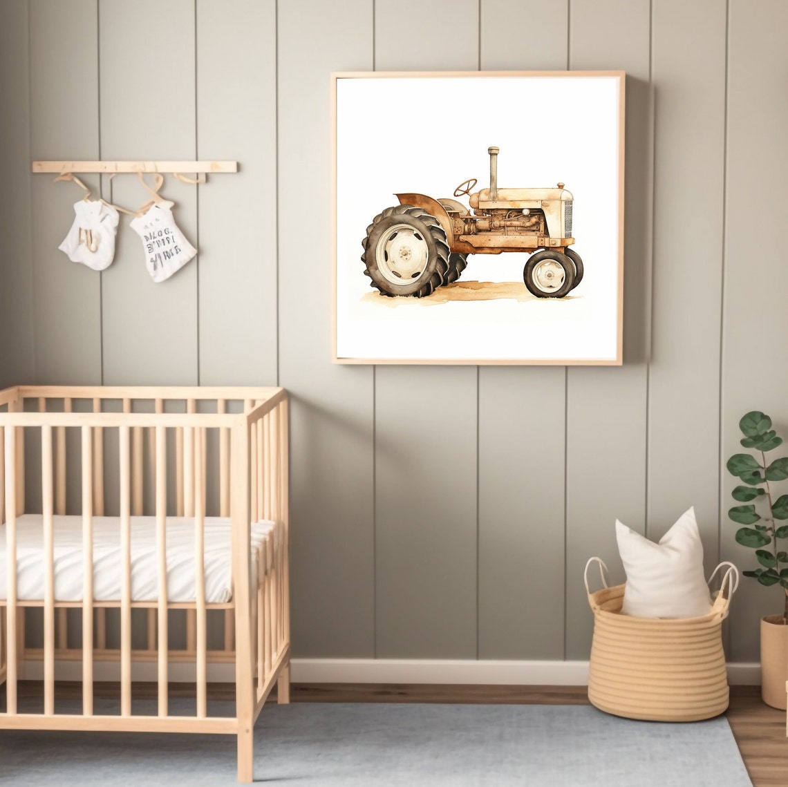 Watercolor Beige Tractor Print, Kids Room, Wall Art, Nursery Art ...