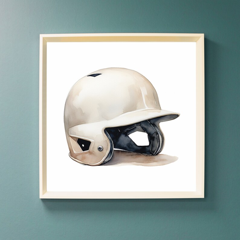 Watercolor Baseball Helmet Print, Kids Room, Wall Art, Nursery Art ...