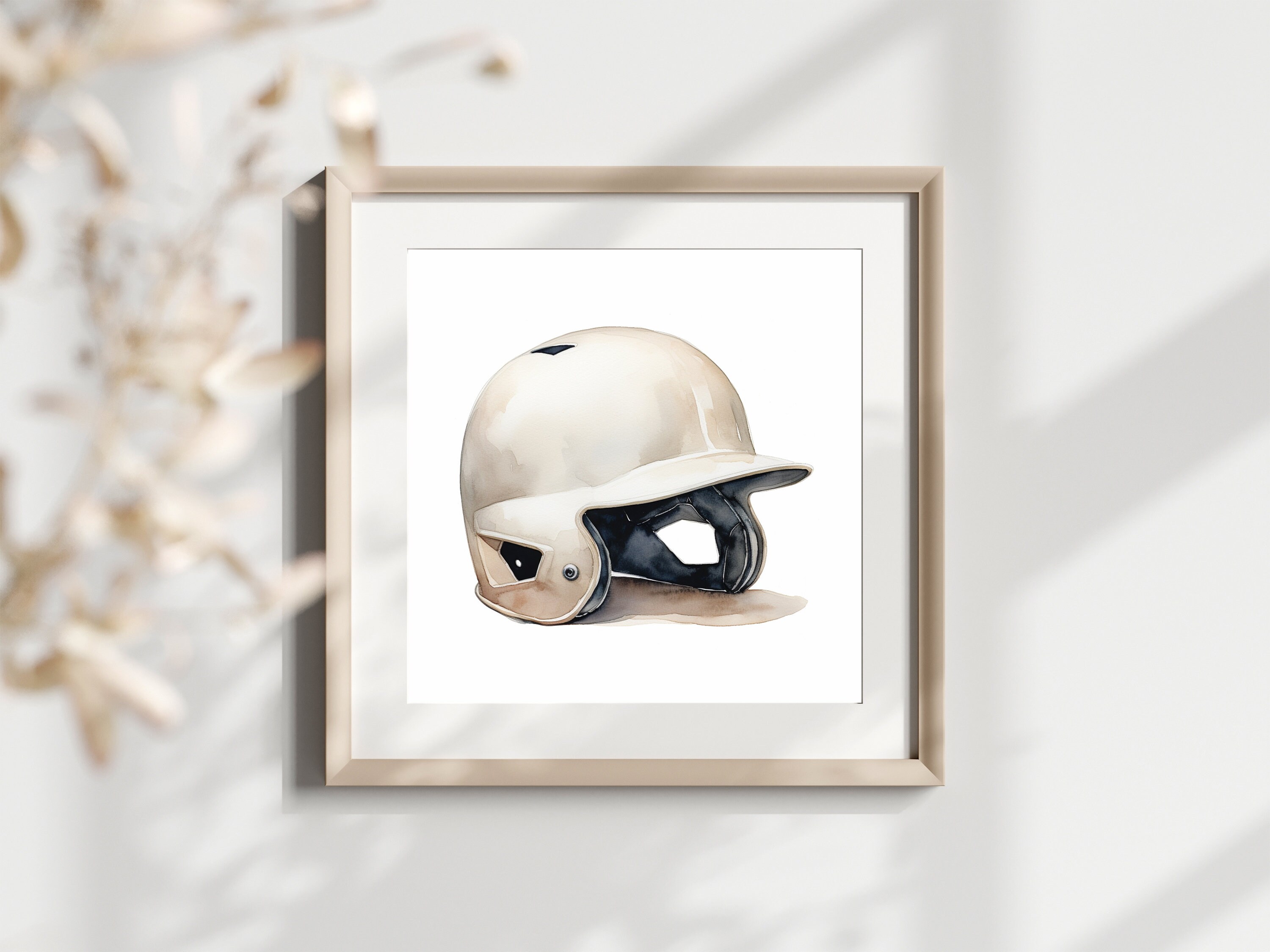 Watercolor Baseball Helmet Print, Kids Room, Wall Art, Nursery Art ...