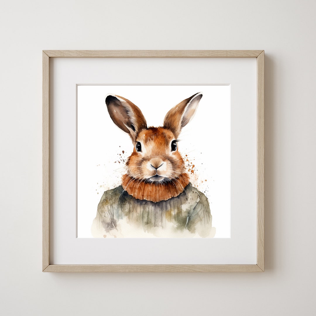 Watercolor Rabbit Print, Sweater, Kids Room, Wall Art, Nursery Art ...