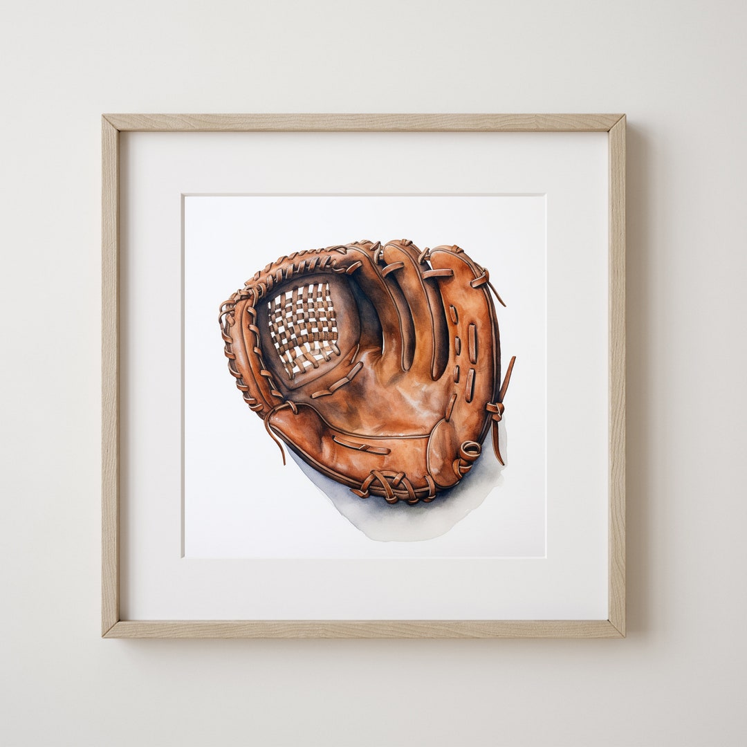 Watercolor Baseball Glove Print, Kids Room, Wall Art, Nursery Art ...