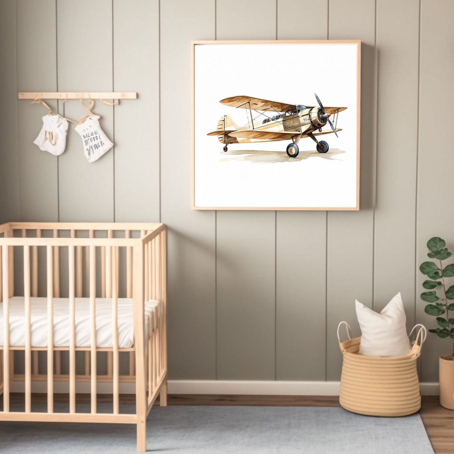 Watercolor Beige Airplane Print, Kids Room, Wall Art, Nursery Art ...