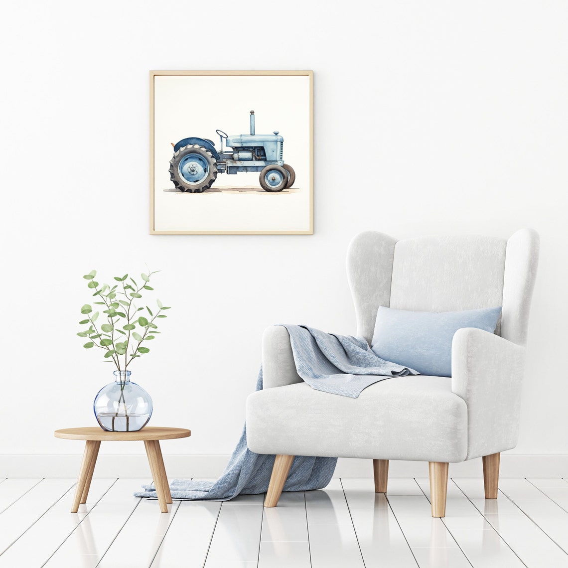 Watercolor Blue Tractor Print, Kids Room, Wall Art, Nursery Art ...