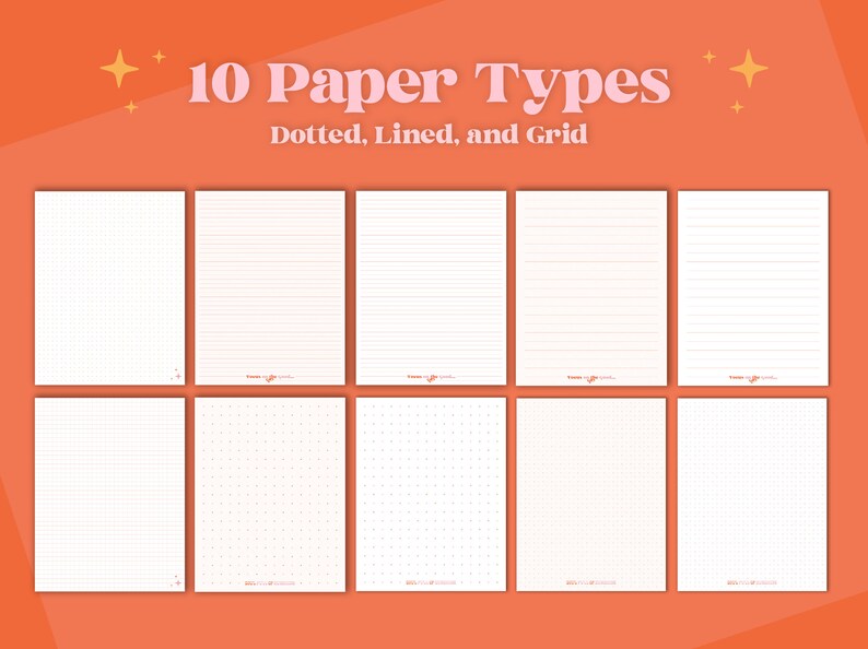 Inspirational Retro Dot Star Lined Grid Papers - Etsy