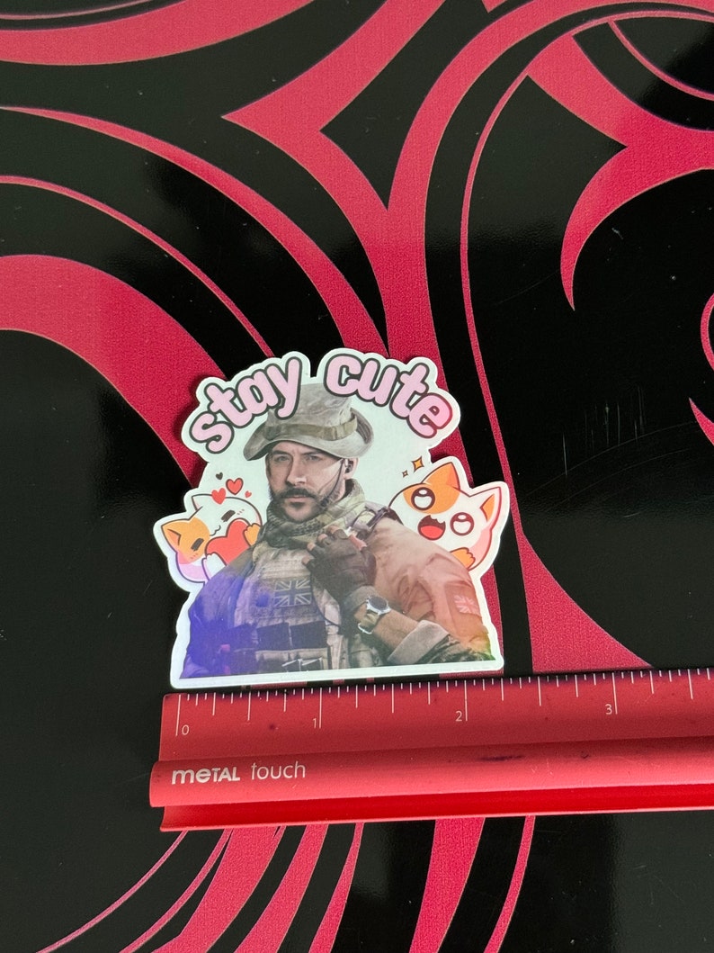 Shiny Holographic Call of Duty Captain Price Stay Cute Vinyl Sticker ...