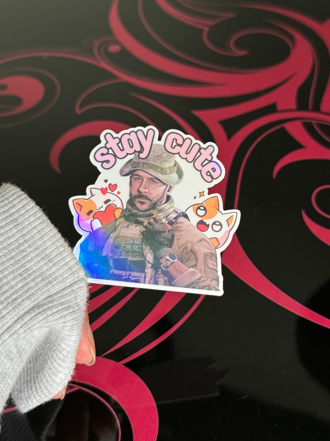 Shiny Holographic Call of Duty Captain Price Stay Cute Vinyl Sticker ...