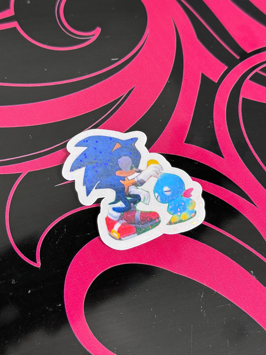 Shiny Holographic Sonic Petting Chao Vinyl Sticker Sonicadventure Sab2 ...
