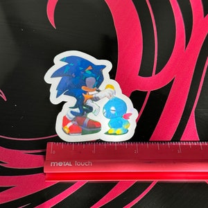 Shiny Holographic Sonic Petting Chao Vinyl Sticker Sonicadventure Sab2 ...