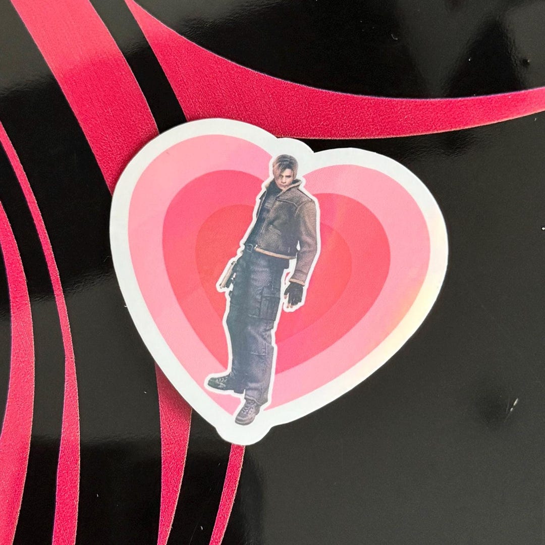 Holographic Leon Kennedy With Heart Vinyl Sticker Cute Gift for Gamers ...