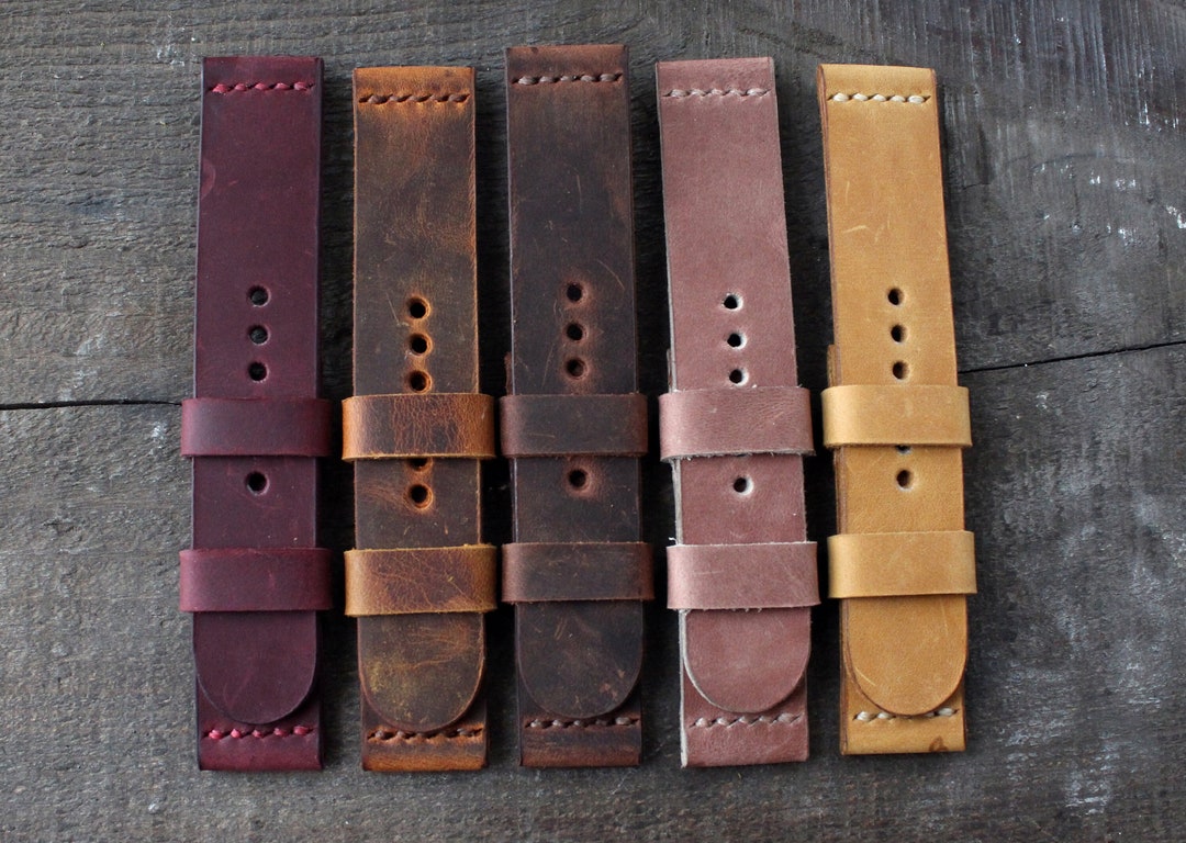 Many Colors Handmade Genuine Leather Watch Strap, Customizable Soft ...