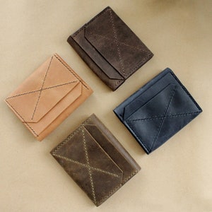 Small Pocket Card Wallet With Coin Pocket, Genuine Leather Personalized ...