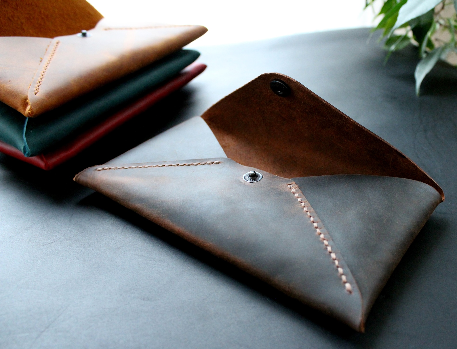 Leather Cash Envelope Wallet Long Wallet Petite Leather - Etsy