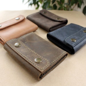 Small Pocket Card Wallet With Coin Pocket, Genuine Leather Personalized ...