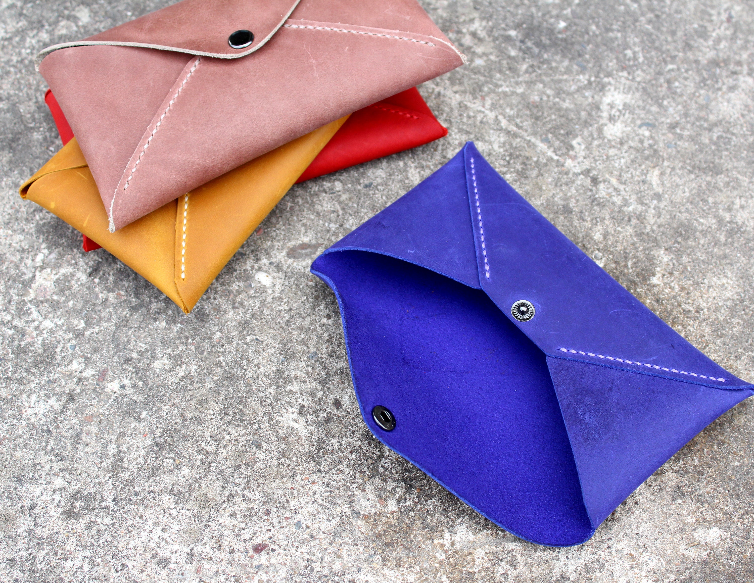 Personalized Leather Cash Envelope Wallet, Slim Clutch Organizer - Etsy
