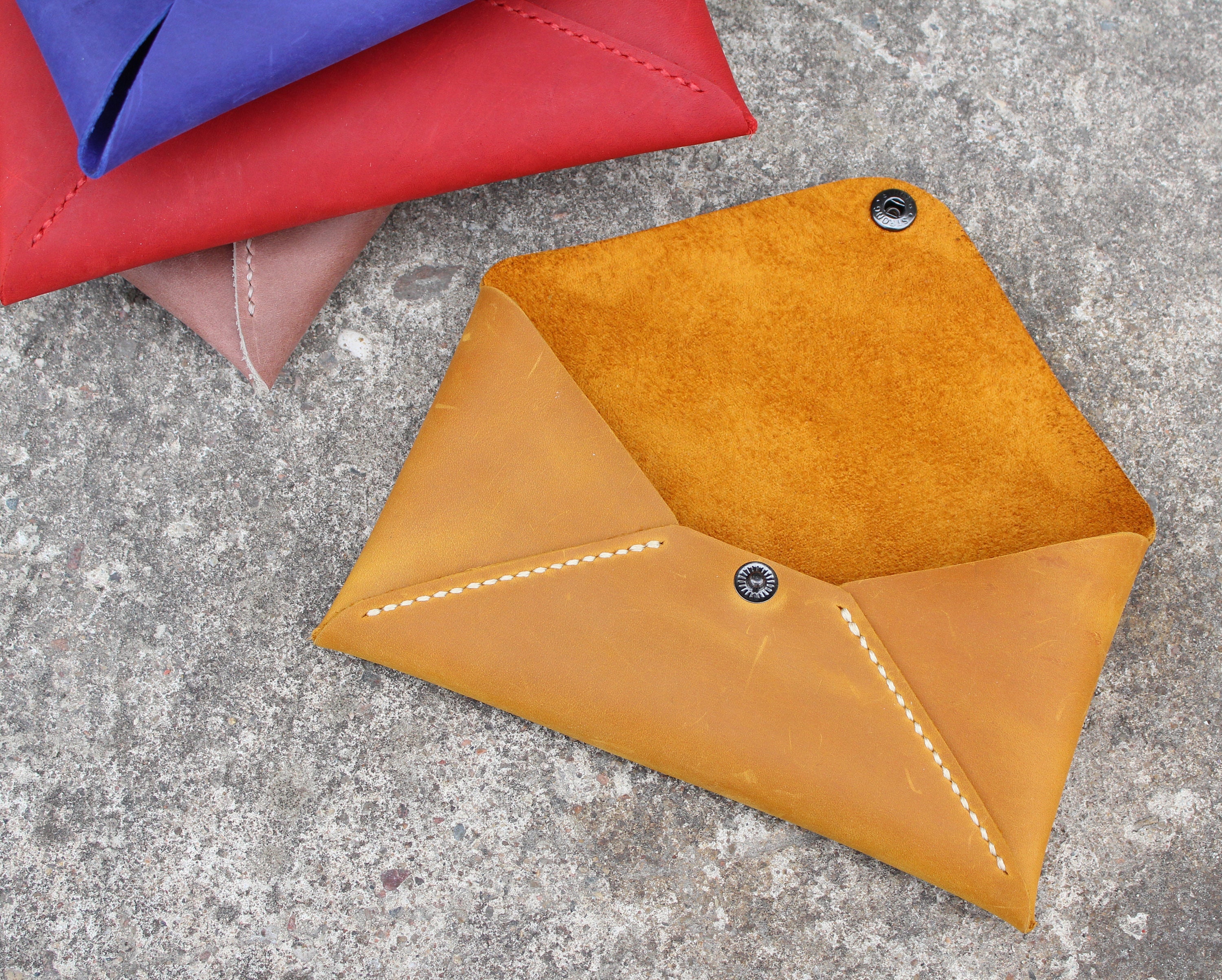 Leather Cash Envelope Wallet Long Wallet Petite Leather Clutch Slim ...