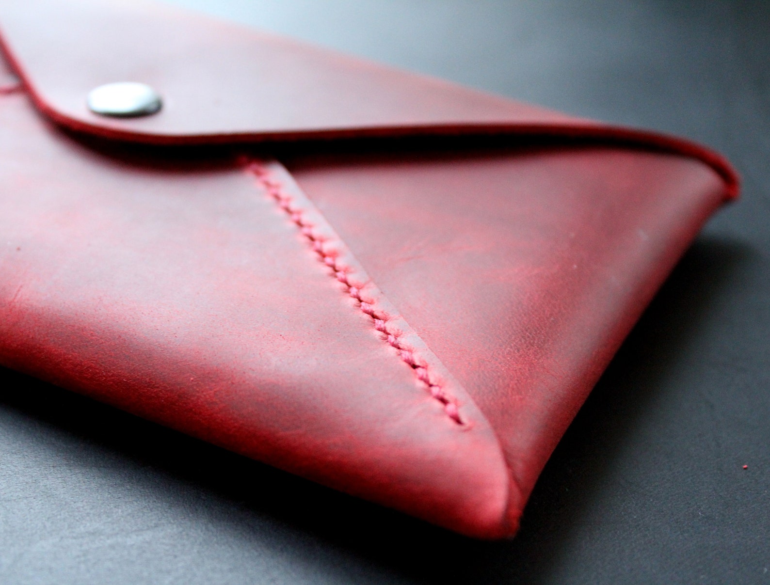 Leather Cash Envelope Wallet, Long Wallet, Petite Leather Clutch, Slim ...