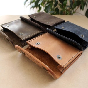 Small Pocket Card Wallet With Coin Pocket, Genuine Leather Personalized ...