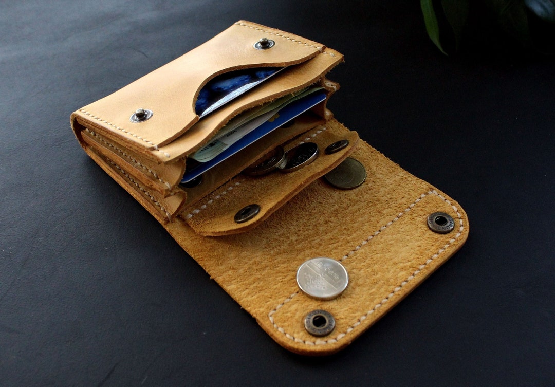 Real Leather Small Wallet, Personalized Gift, Front Pocket Wallet, Card ...