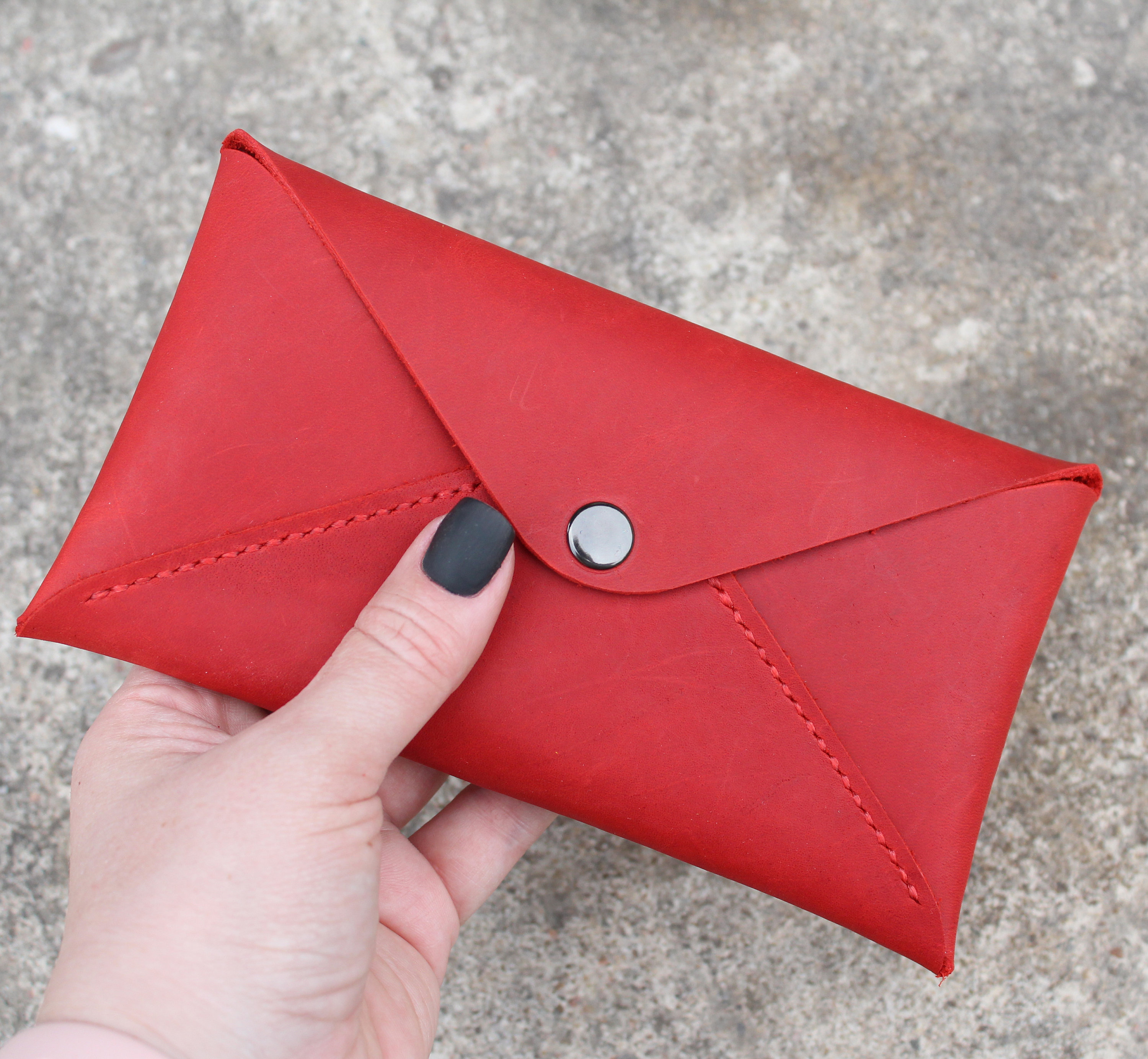 Leather Cash Envelope Wallet Long Wallet Petite Leather Clutch Slim ...