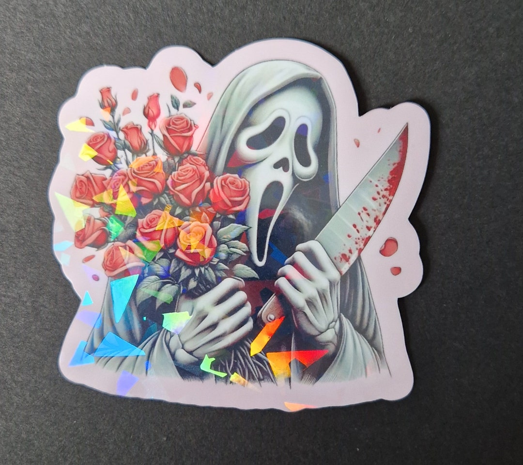 Ghost Face Flower Horror Sticker - Etsy