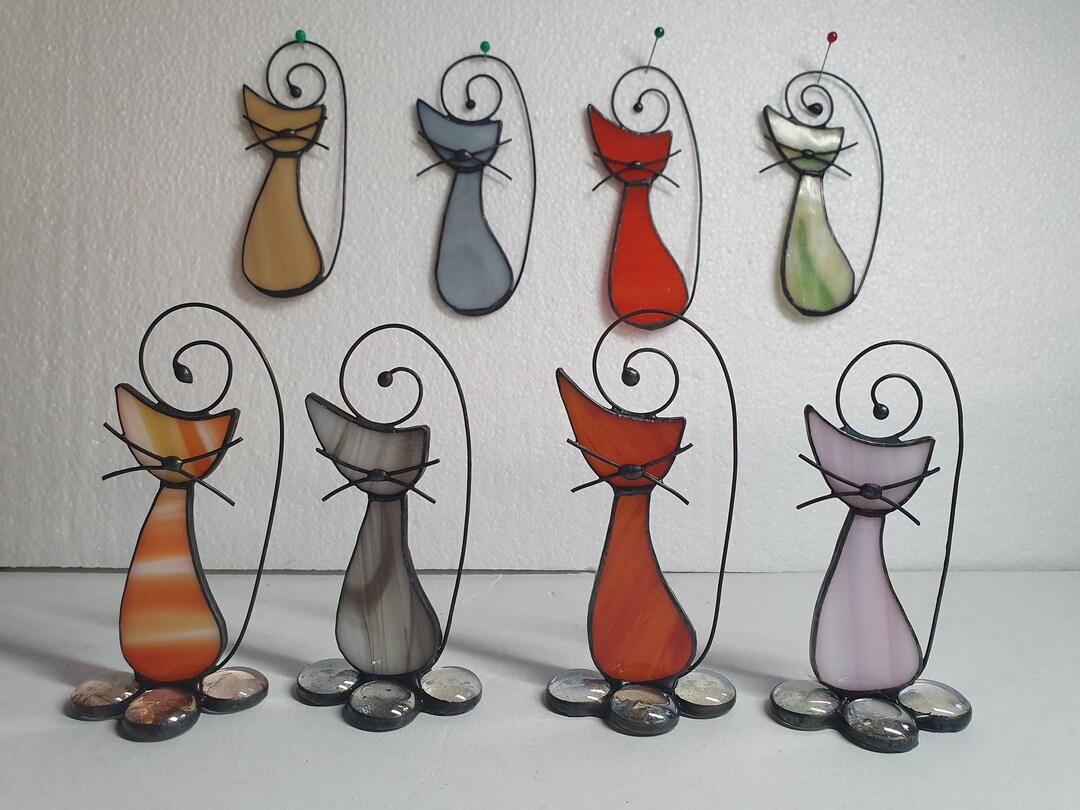 Cat Lovers Gift Stained Glass Cat Window Hangings Suncatcher Cat ...