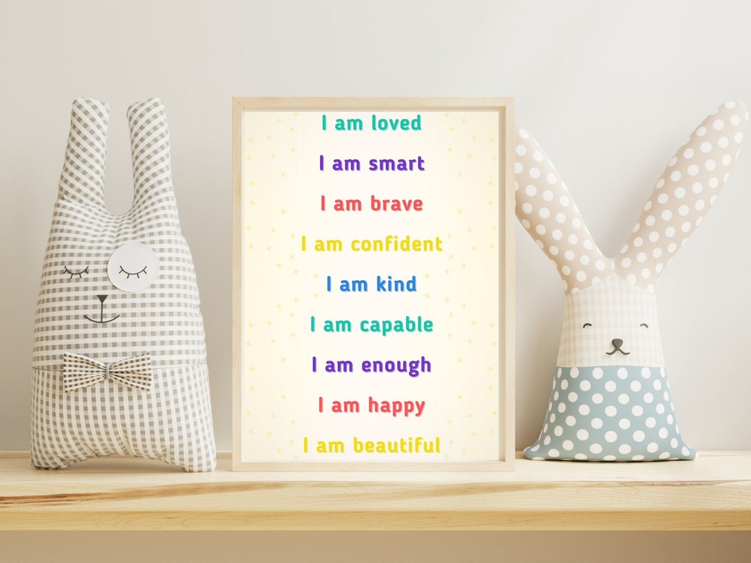 Affirmations Wall Art for Kids, I Am Enough Montessori Printable Poster ...