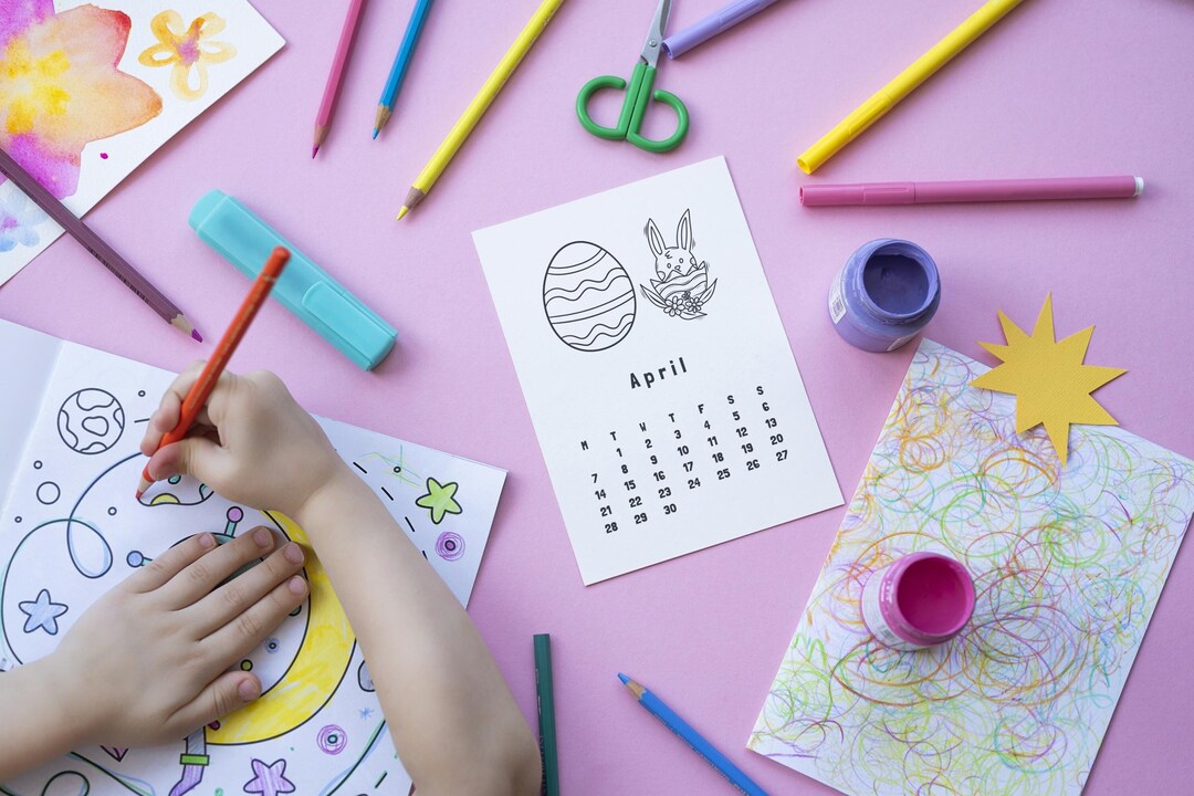 2025 Printable Kids Coloring Pages Calendar, 2025 Monthly Classroom or ...