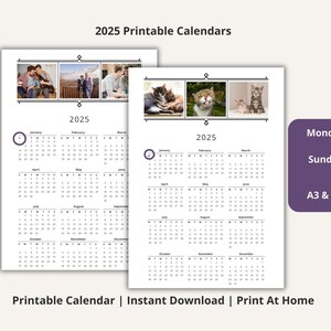 2025 Custom Photo One Page Calendar, Editable in Canva Calendar ...