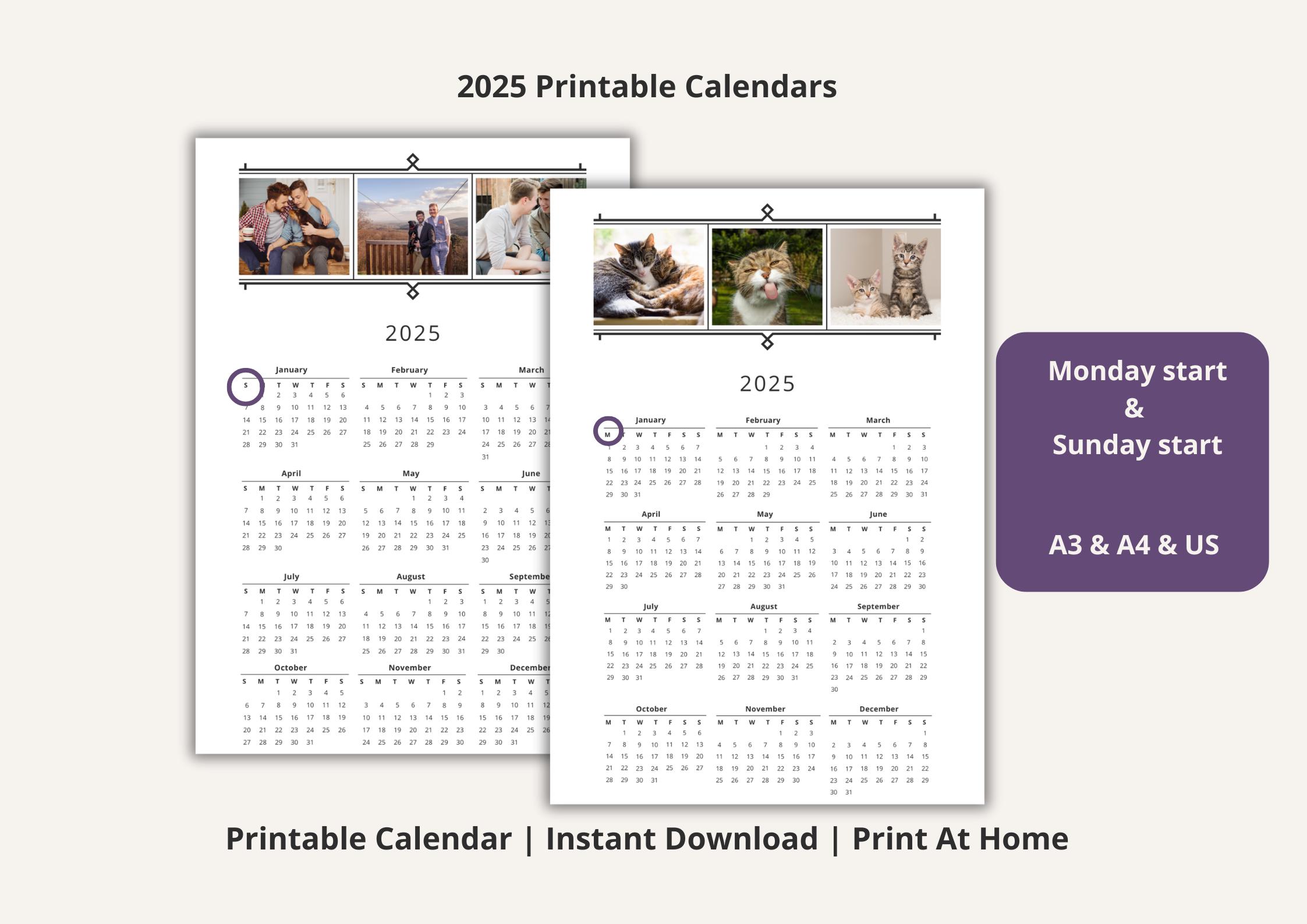 2025 Custom Photo One Page Calendar, Editable in Canva Calendar ...